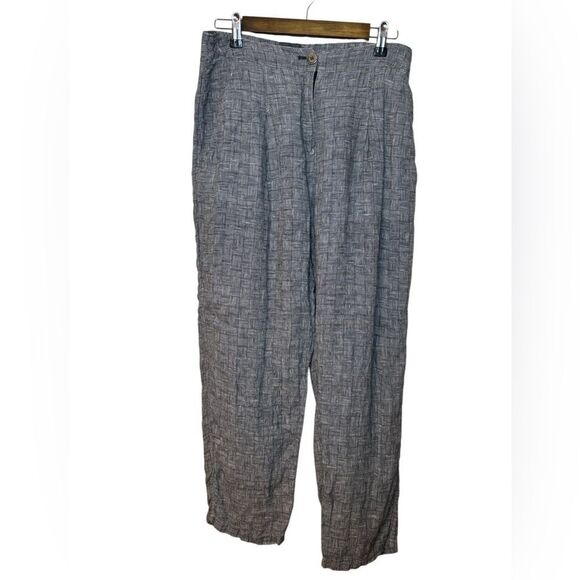 oska | Pants & Jumpsuits | Oska0 Linen Striped Window Pane Cropped ...